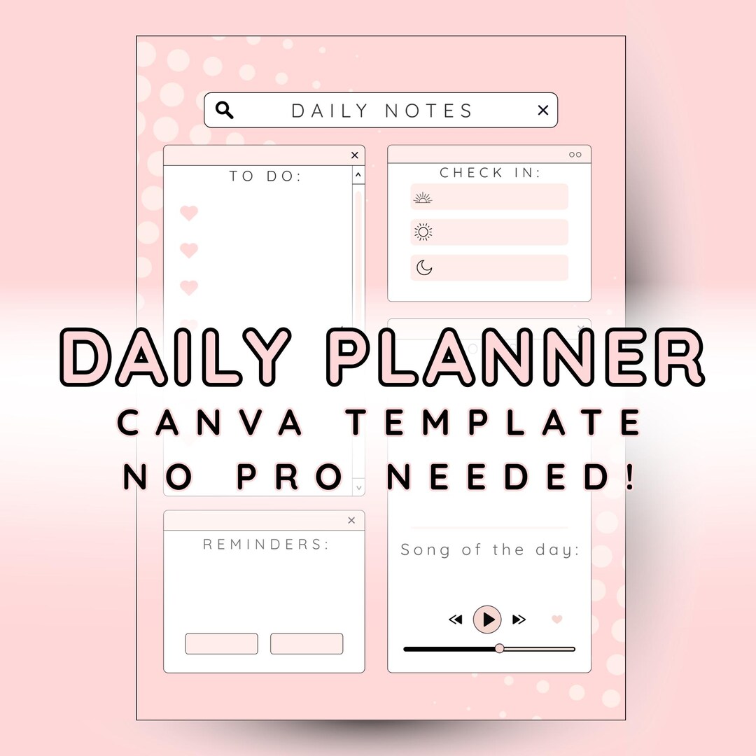 Pink Y2K Daily Planner Canva Template: Adhd-friendly, Daily to Do List ...