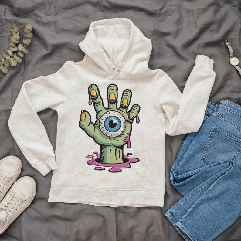 Zombie Hand Eyeball Machine Embroidery Design: Horror Halloween ...