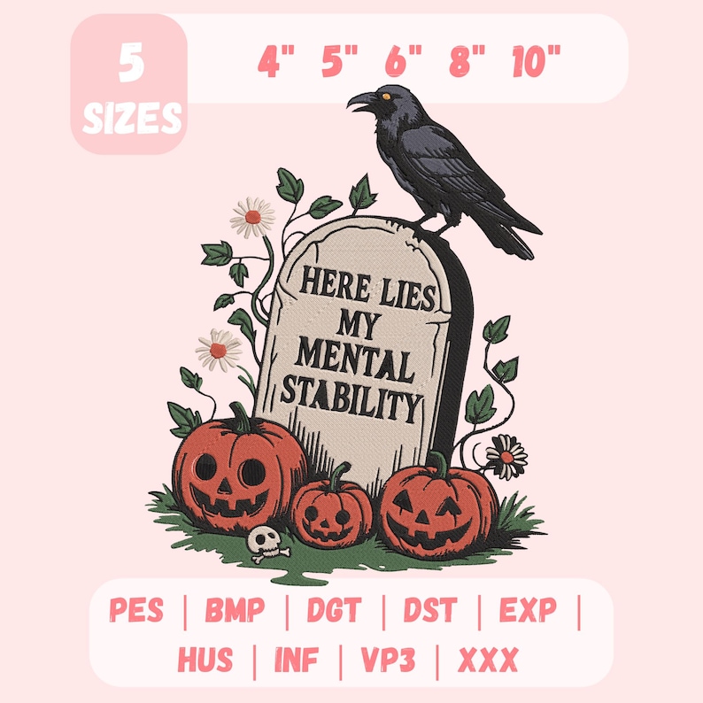 Gothic Raven Machine Embroidery Design – Spooky Crow Pattern (PES DST ...