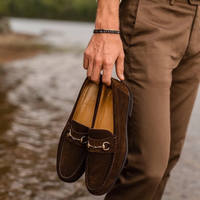 Mens Brown Suede Loafer - Etsy