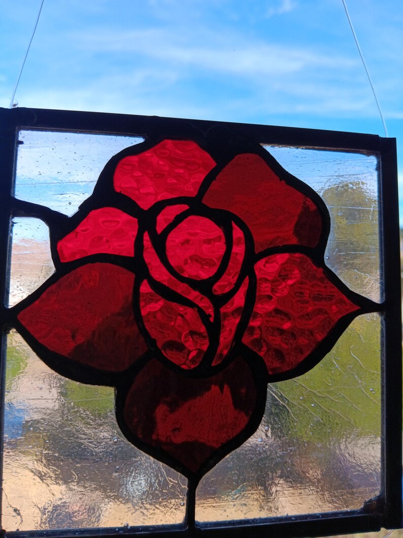 Red Rose Stained Glass - Etsy