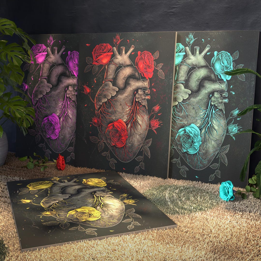 Anatomical Heart Canvas Print | Gothic Rose Medical Art - Etsy