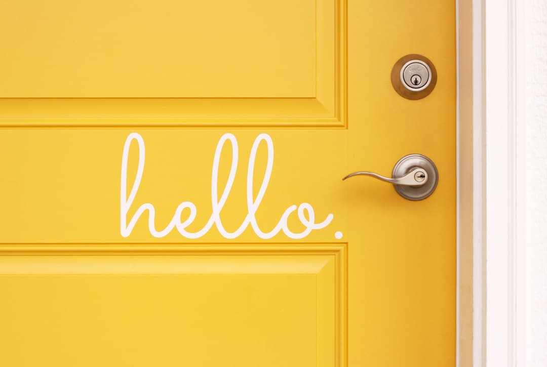 Hello Vinyl Door Decal - Hello Front Door Decals, Hello Home Office ...