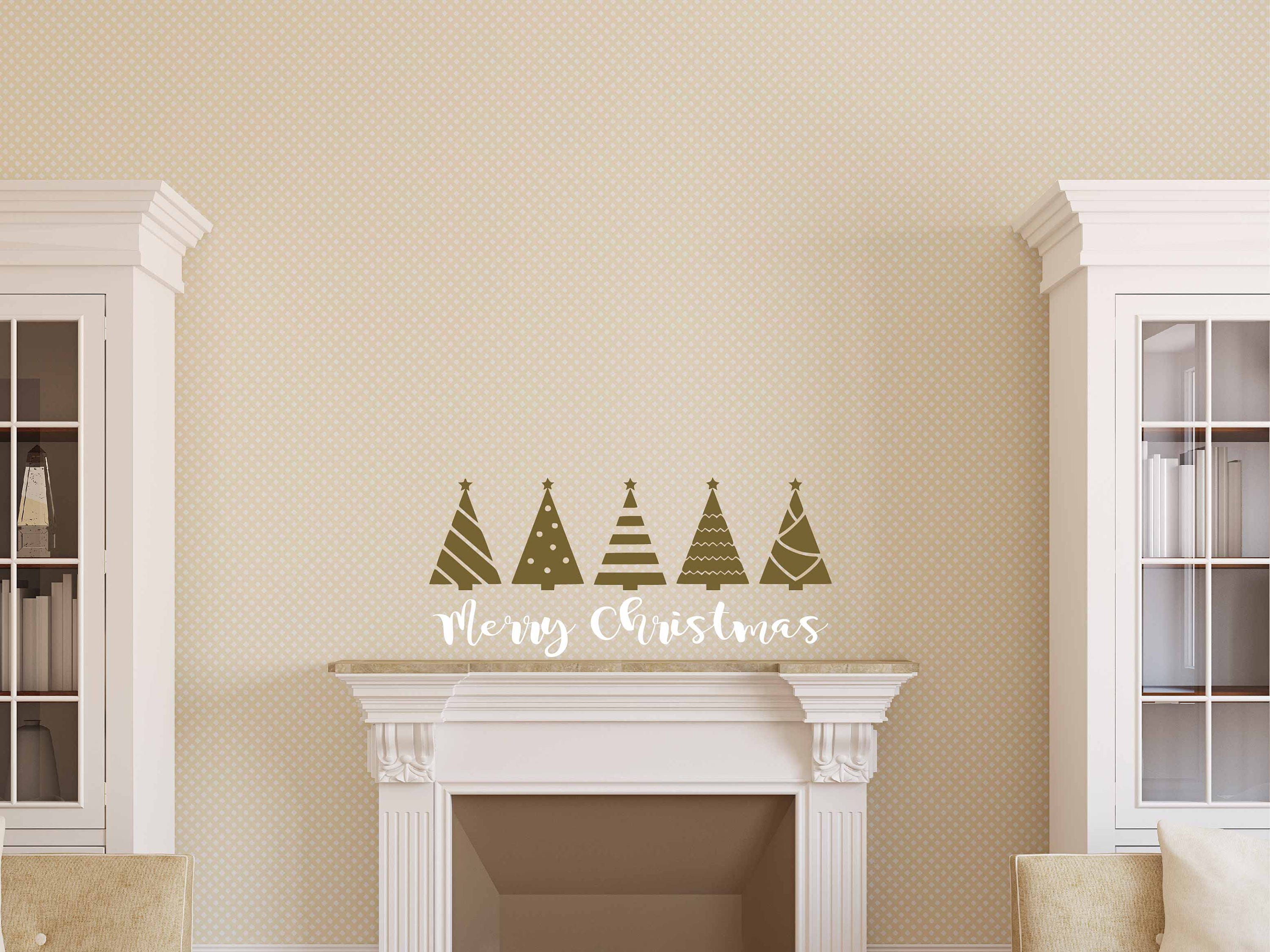 Merry Christmas Vinyl Tree Art Decal-christmas Vinyl Decal, Tree Merry ...