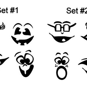 Halloween Vinyl Pumpkin Faces Set of 4 - Pumpkin Face Vinyl, Seasonal ...