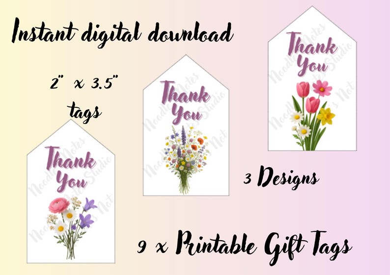Printable Floral Thank You Gift Tags: Purple & Pink Designs (instant ...