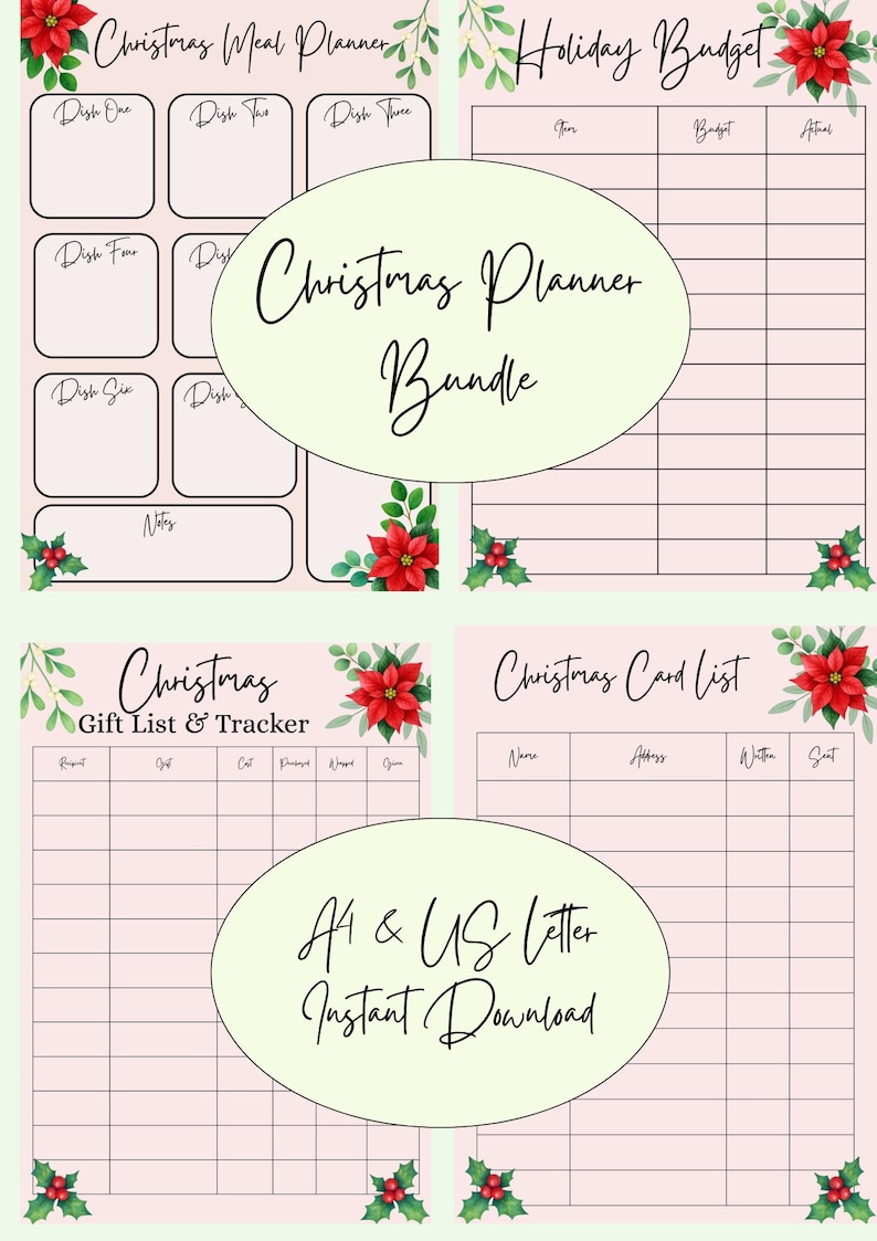 Printable Christmas Planner Bundle | Holiday Budget, Self-care (PDF) - Etsy