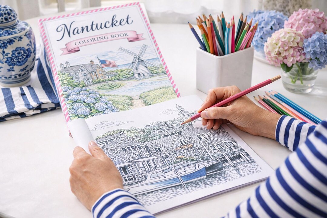 Preppy Nantucket Coloring Book - Etsy