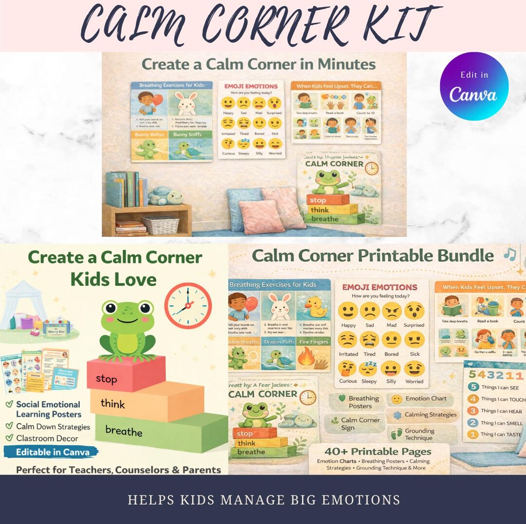 Calm Corner Posters Bundle | SEL, Breathing, Calming Strategies ...