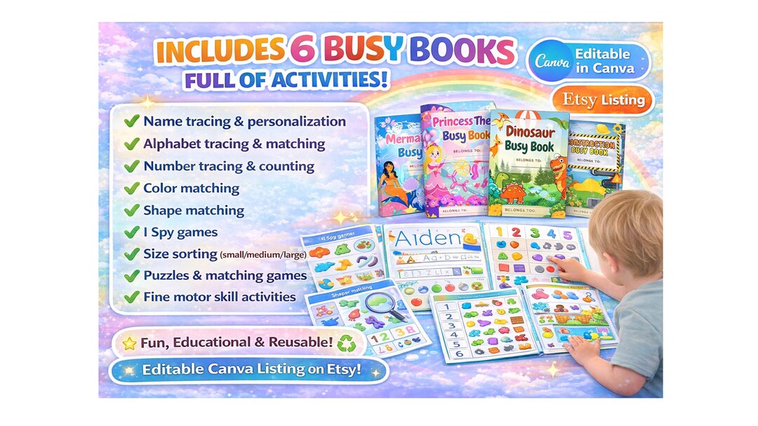 6 Busy Books Bundle for Kids – Editable in Canva - Etsy