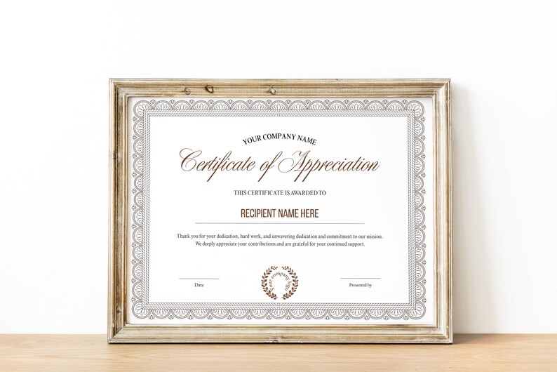 Certificate of Appreciation Template, Employee Recognition ...