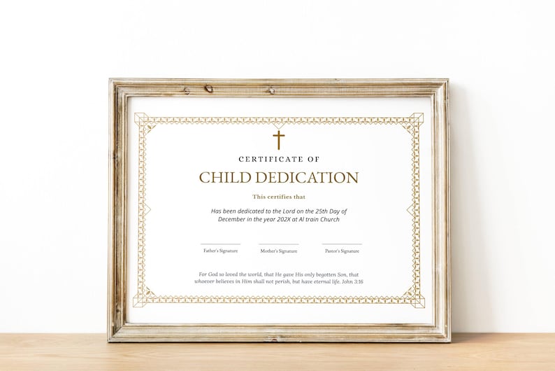 Editable Child Dedication Certificate, Printable Baptism Certificate ...