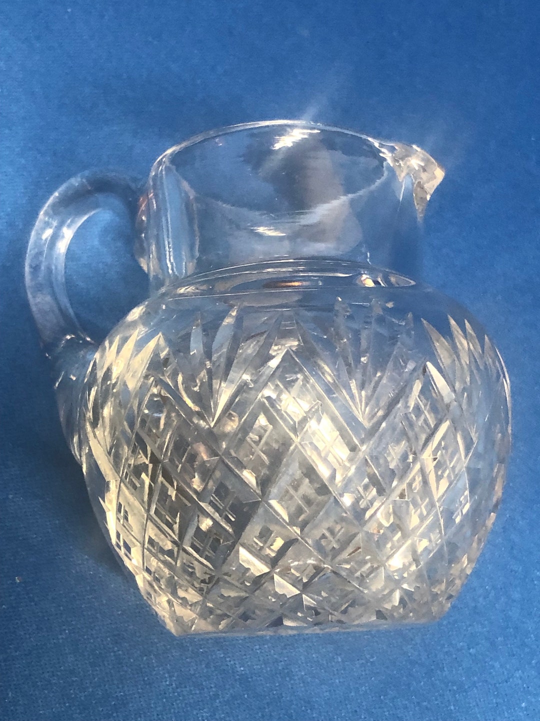 Vintage Miniature Cut Glass Pitcher - Etsy