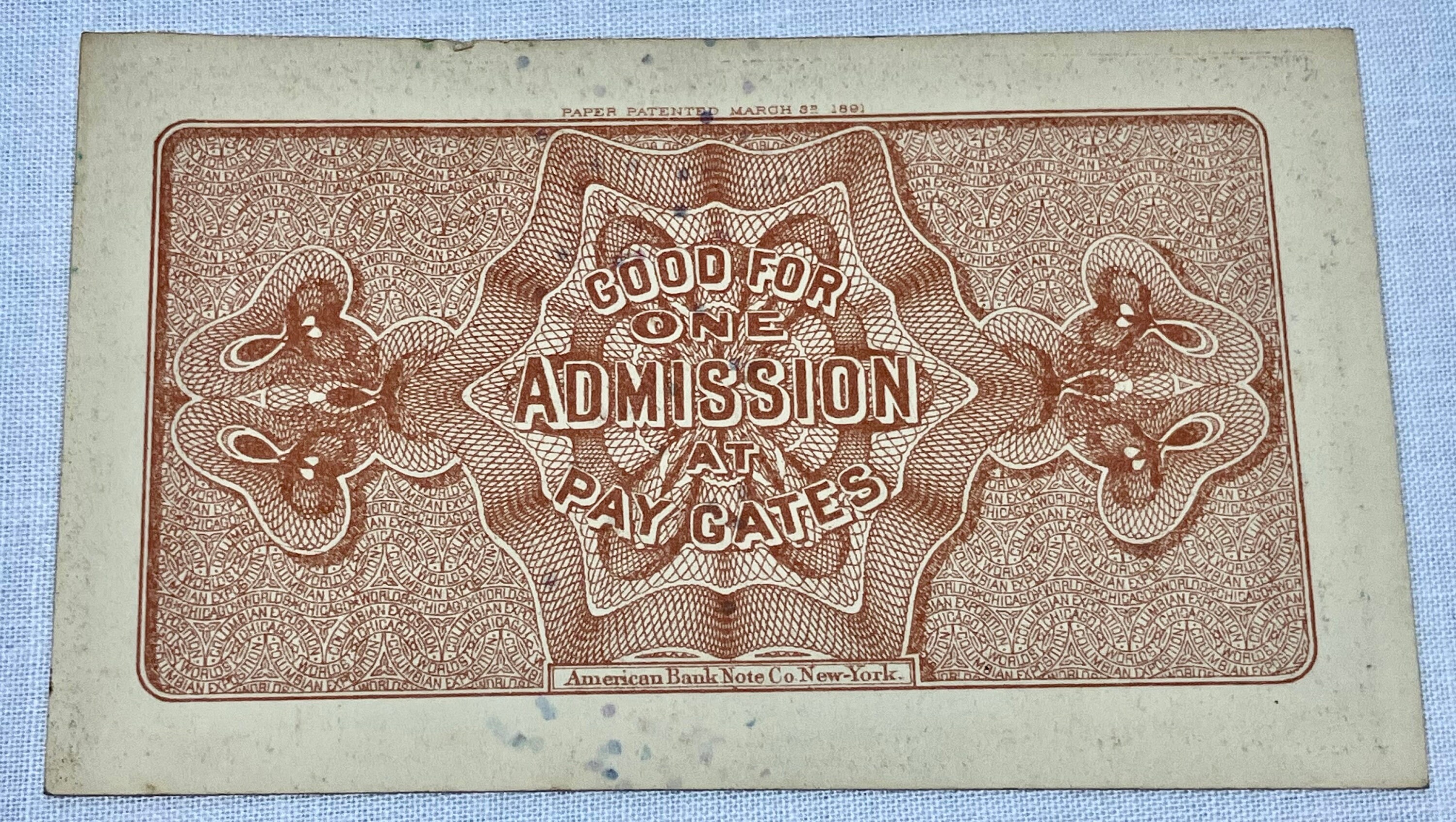 Chicago World's Fair Admission Ticket 1893 Columbus - Etsy