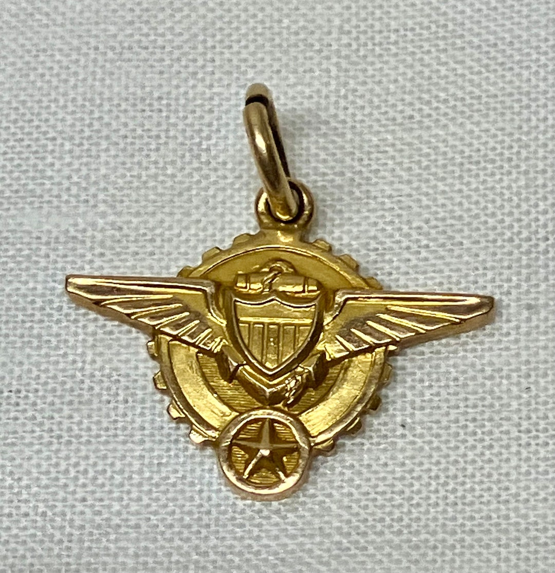 Vintage 10K Gold US Navy Wings Charm - Etsy