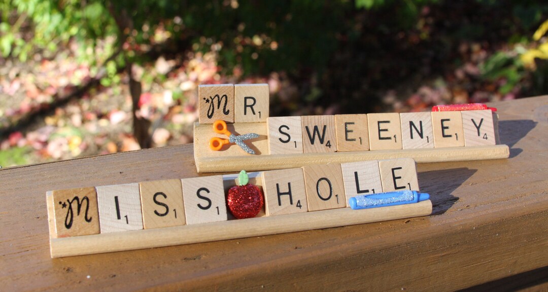 Custom Scrabble Desk Teacher Nameplate - Etsy