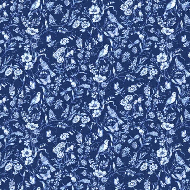 Blue Toile Fabric - Etsy