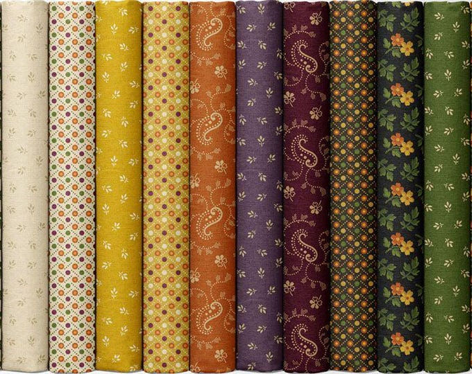 Autumn Delight Prints, Fat Quarter Pack of 12, Marcus Fabrics, Katie ...