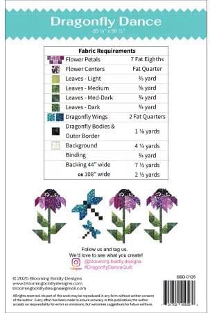 Dragonfly Dance Quilt Pattern, Blooming Boldly Designs, Fat Quarter ...