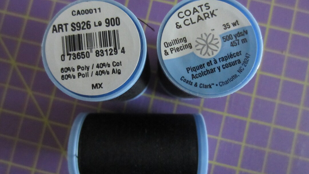 3 Spools of Coats & Clark S926 Quilting and Piecing Thread - #900 Black ...