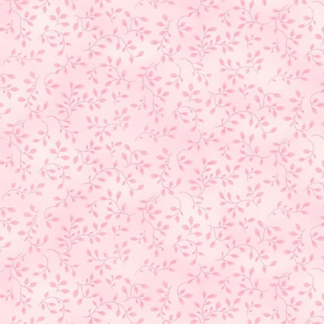 Powder Pink Quilting Fabric, Folio Basics, Henry Glass, Tiny Leaf Print ...