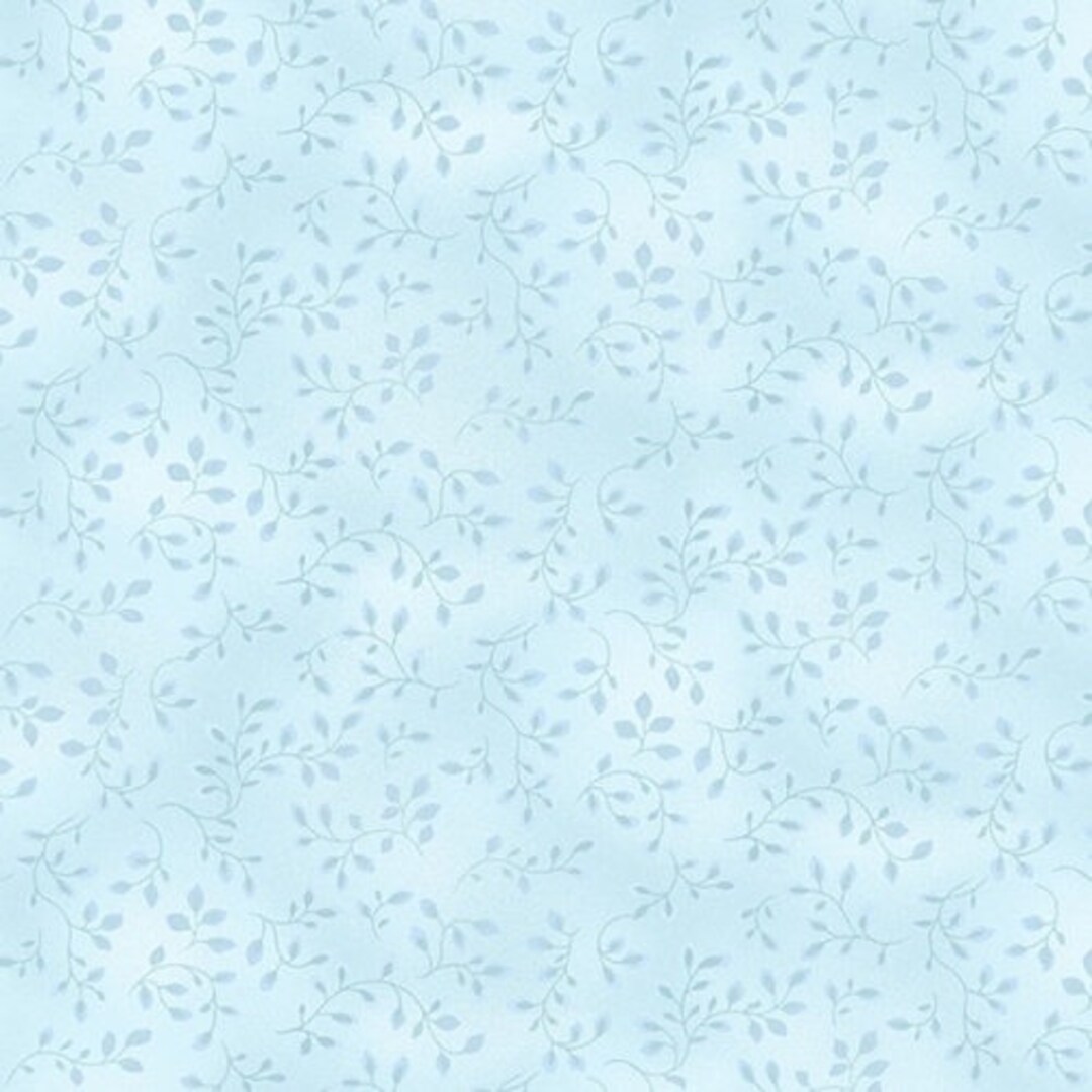 Powder Blue Quilting Fabric, Folio Basics, Henry Glass, Tiny Leaf Print ...