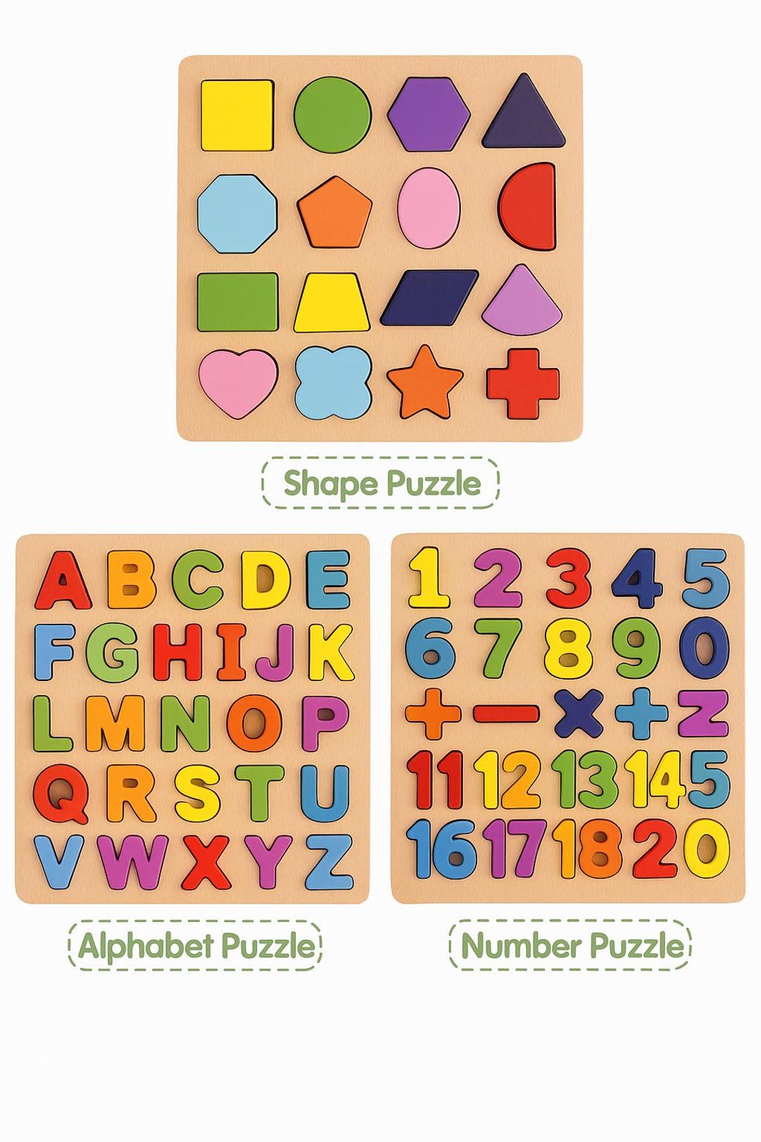Montessori Wooden Puzzle Board | Alphabet, Number - Etsy
