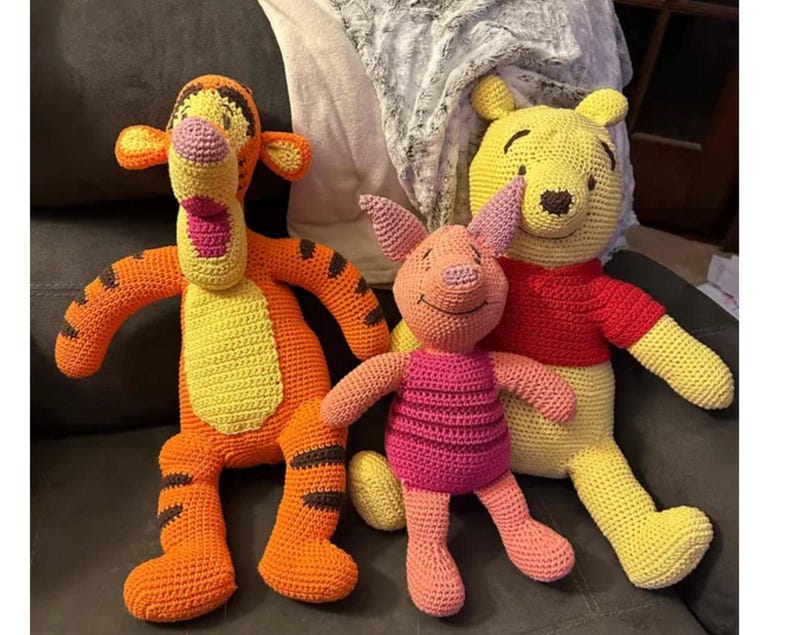4 in 1 Bear Pooh, Piglet, Donkey and Tigger Crochet Pattern, Pooh Teddy ...