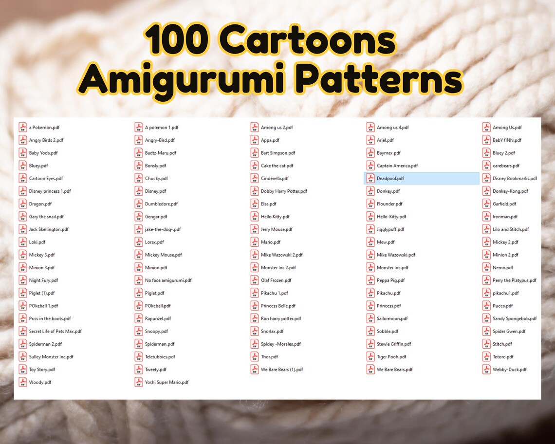 100 Cartoons Amigurumi Collection, Cartoon Crochet, Cartoon Amigurumi ...