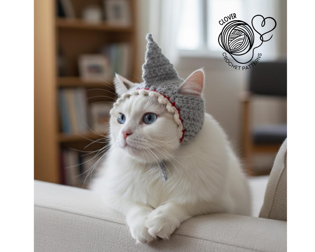 Cat Shark Hat Crochet Pattern, Easy Hat Crochet Pattern for Cats and ...