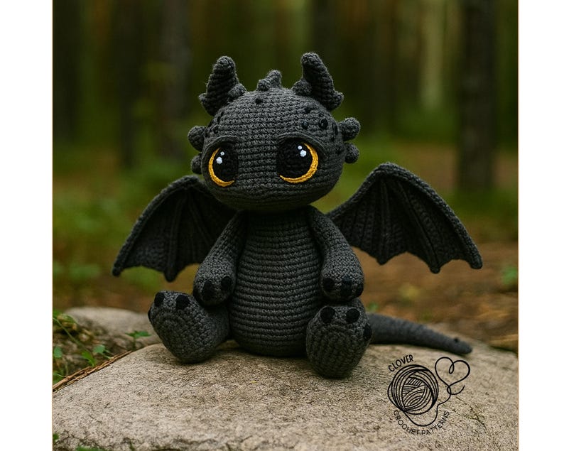 Toothless Crochet Patter, Night Fury Crochet PDF, Dragon Toothless Amigurumi Crochet, Black ...