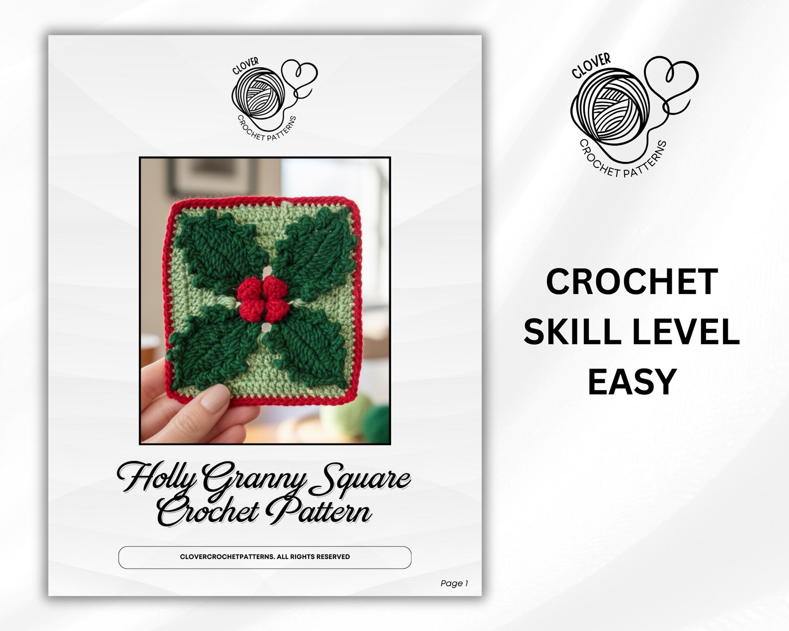 Christmas Crochet Pattern Granny Square Holly Afghan PDF Instant ...