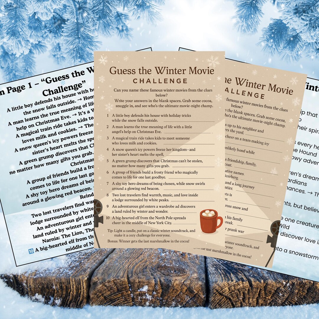 Winter & Christmas Movie Night Game Bundle PDF - Etsy