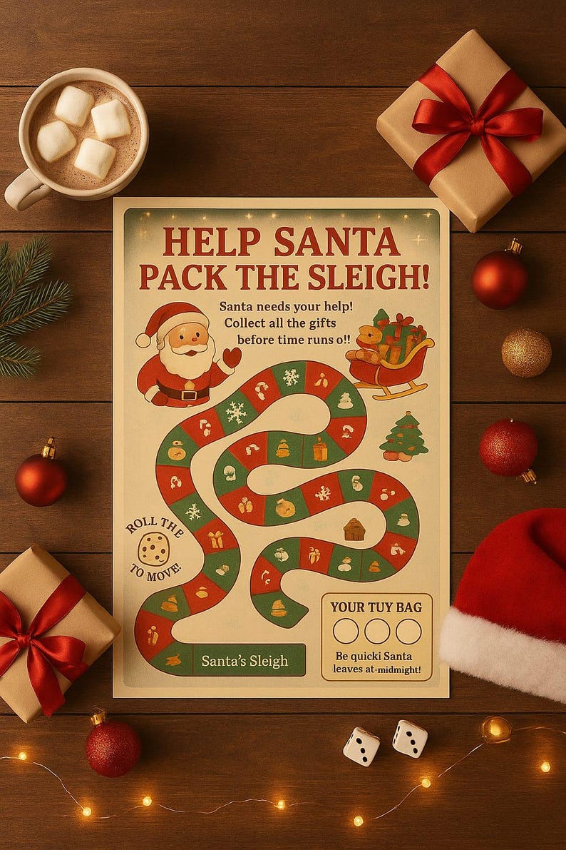 Help Santa Pack the Sleigh Christmas Game, Printable Holiday Fun (PDF ...
