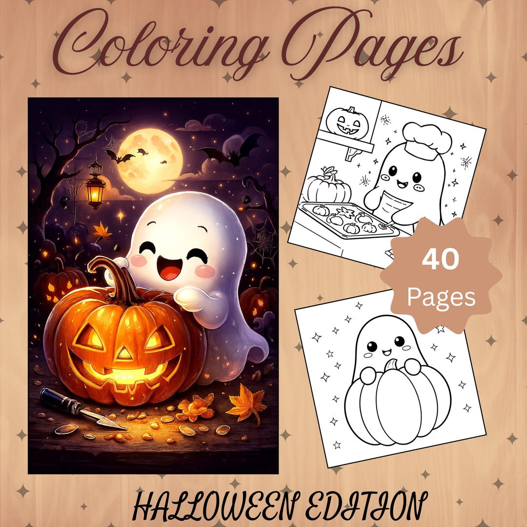 40 Halloween Coloring Pages Printable Bundle for Kids and Adults Cute ...