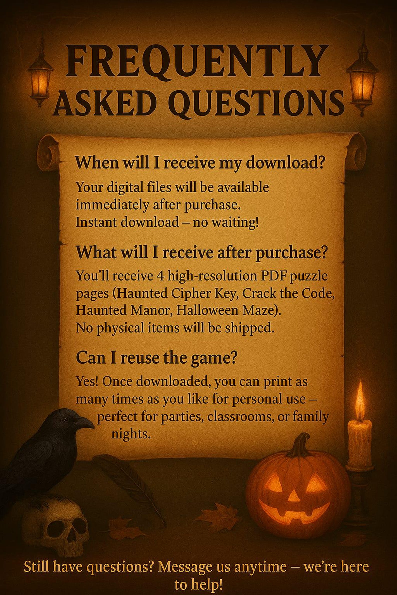 Halloween Riddle Treasure Hunt Game: Printable Spooky Puzzle Cards (PDF ...