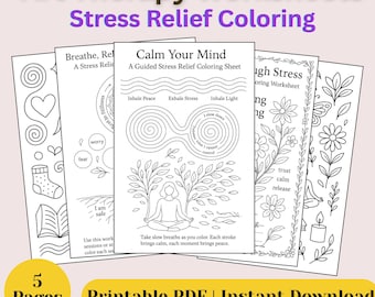 Art Therapy Worksheets: Stress Relief Coloring, Mindful Doodles (PDF ...