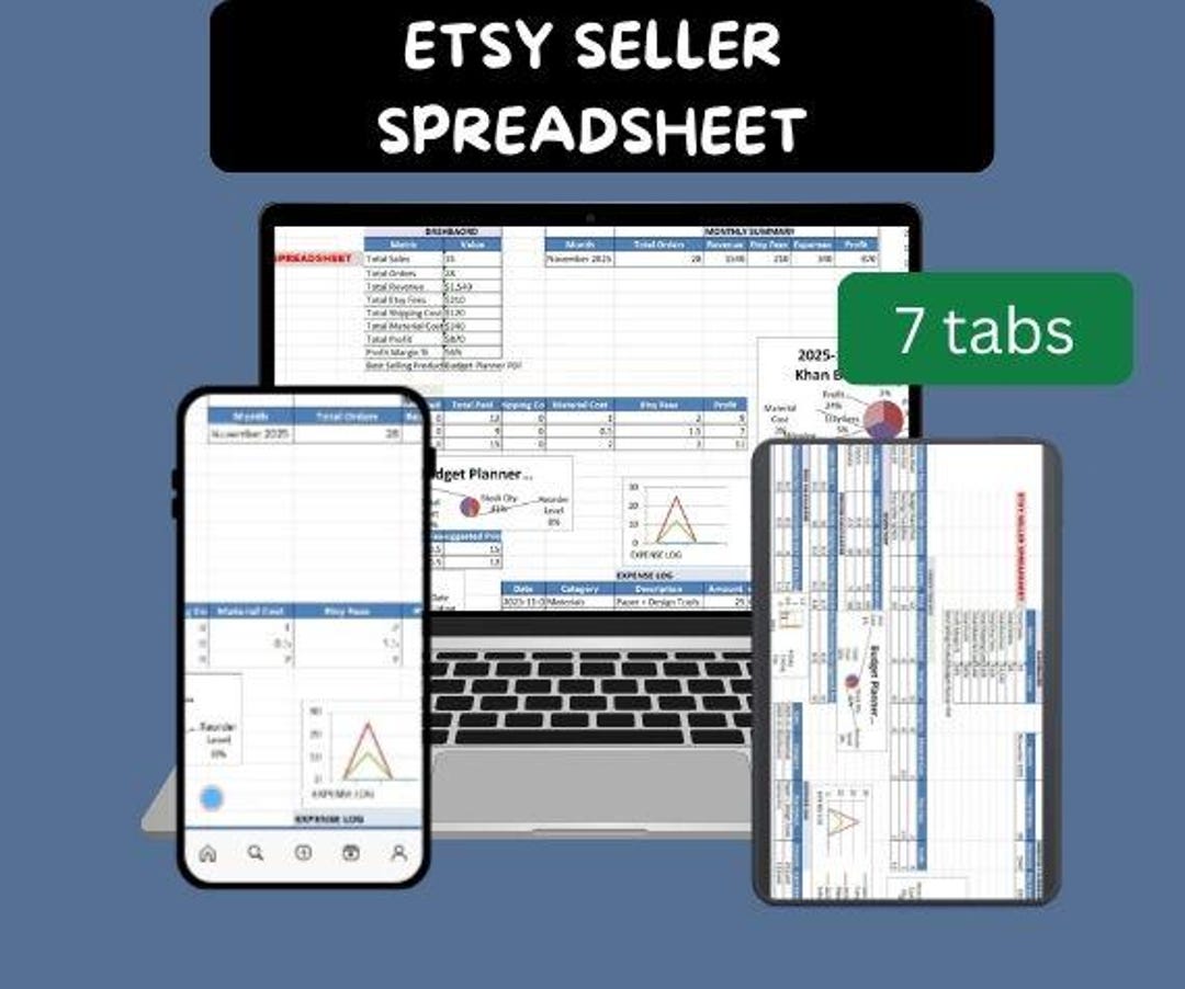 Expense Profit Spreadsheet Spreadsheet Etsy Template Seller Tracker ...
