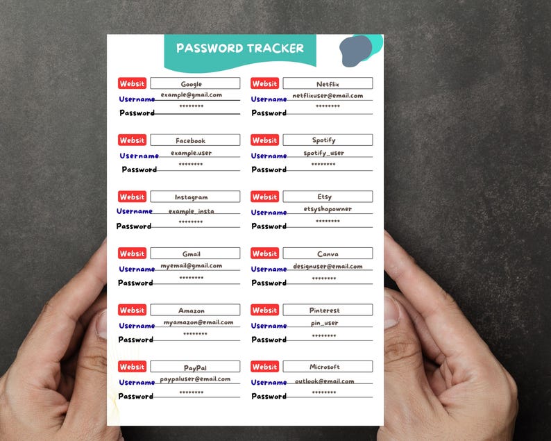 Password Tracker Canva Password Tracker Printable Password Log Password ...