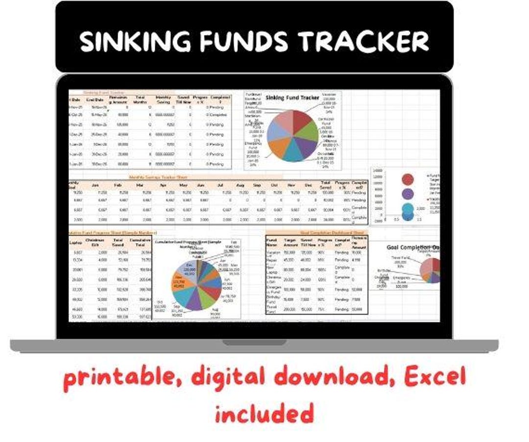 Sinking Fund Tracker Excel | Digital Sinking Fund Planner | Monthly ...
