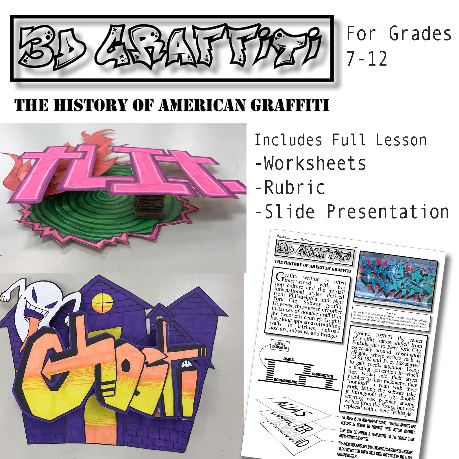 3D Graffiti Art Project - High School Worksheet - Etsy