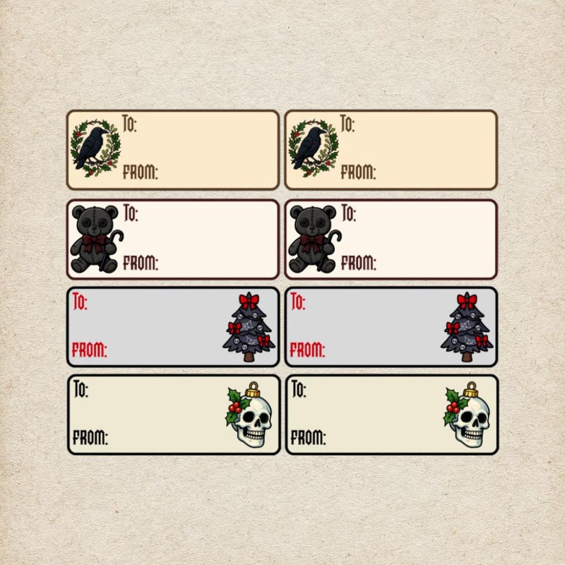 Christmas Goth Gift Tags - 60+ Gift Ideas for 2025