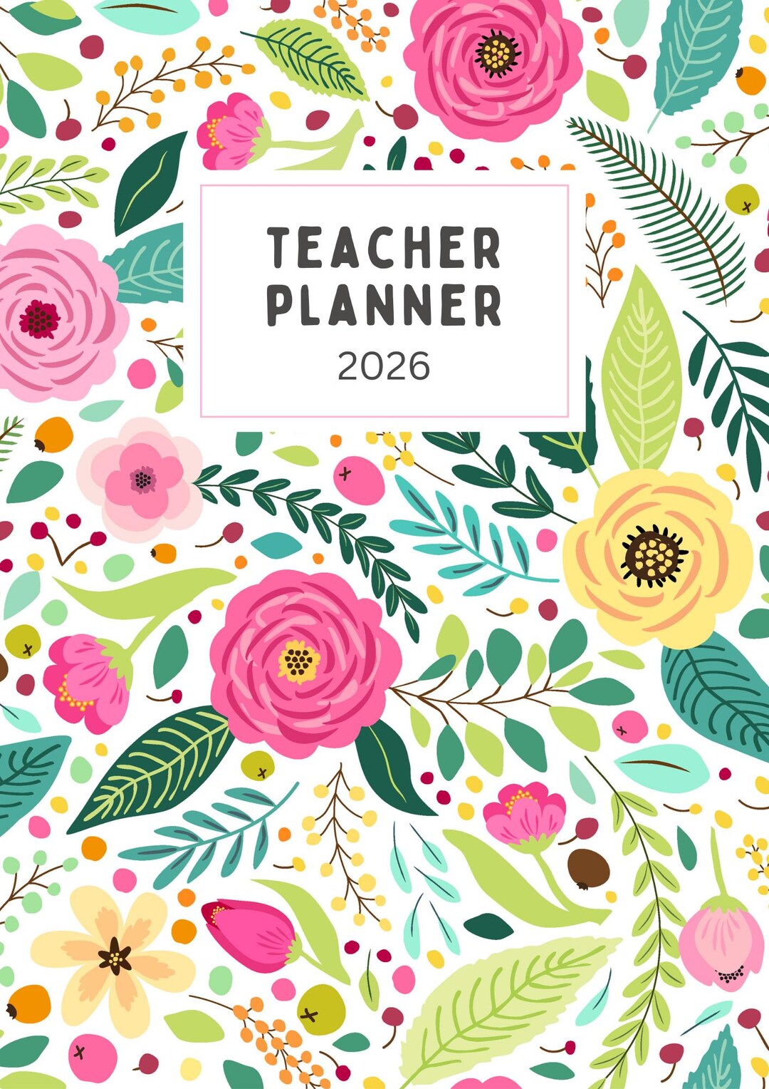 Teacher Planner 2026 | Printable Floral Teacher Organizer Lesson Plan ...