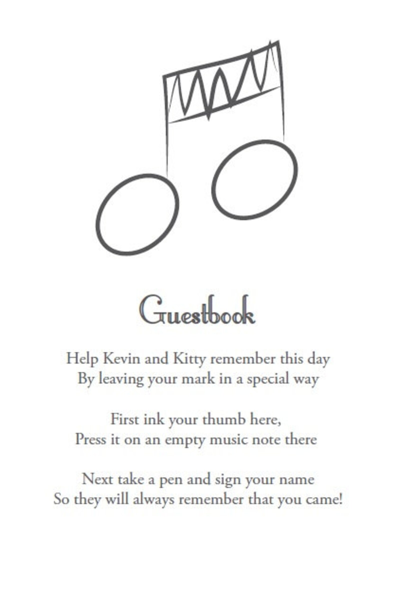 Thumbprint Musical Guestbook PDF - Etsy Ireland