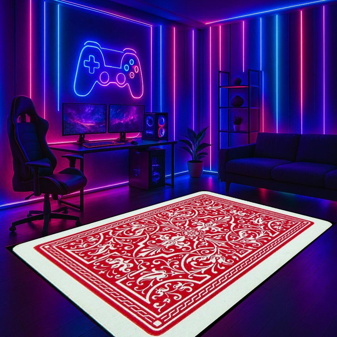 Red Playing Card Rug: Gamer Room Decor, Casino Style - Etsy
