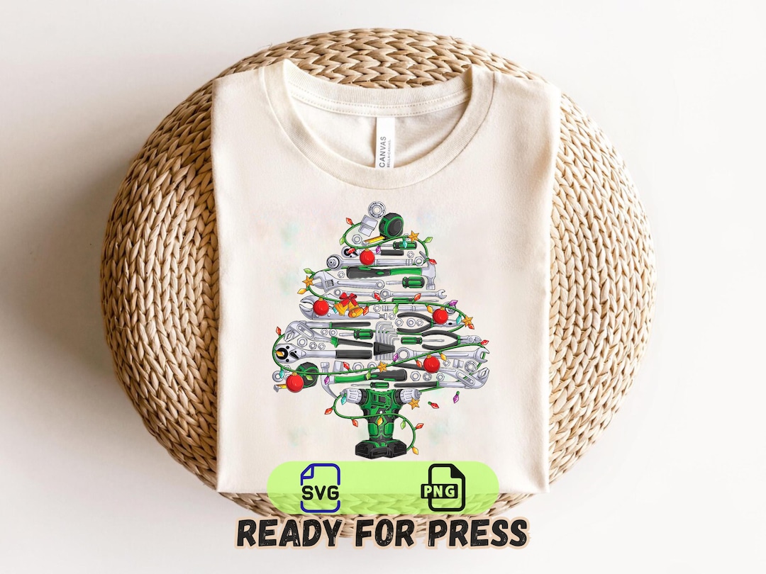 Car Mechanic Tools Christmas Tree PNG SVG: Garage Men Kids Holiday ...