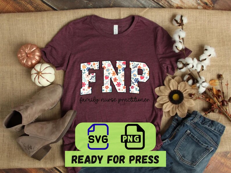 Funny Wildflower FNP Png SVG: Family Nurse Practitioner Week Tee, Retro ...