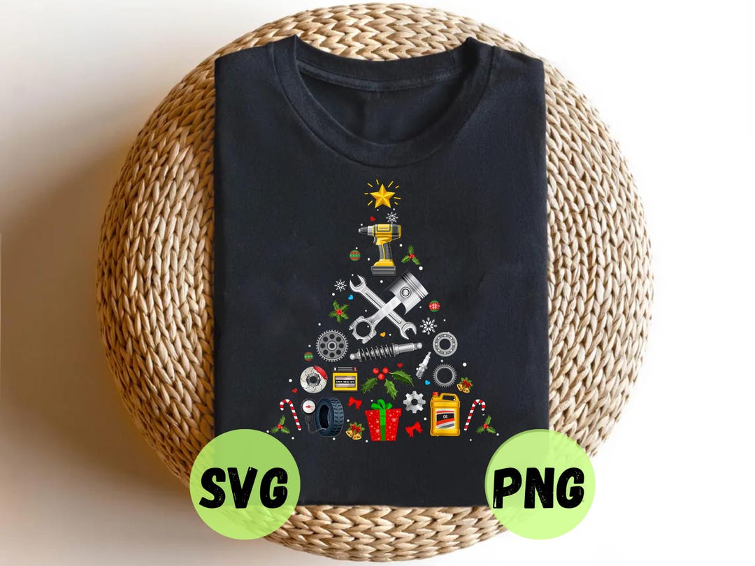 Mechanic Christmas Ornament PNG SVG: 2025 Garage Tree W/ Car Tools ...