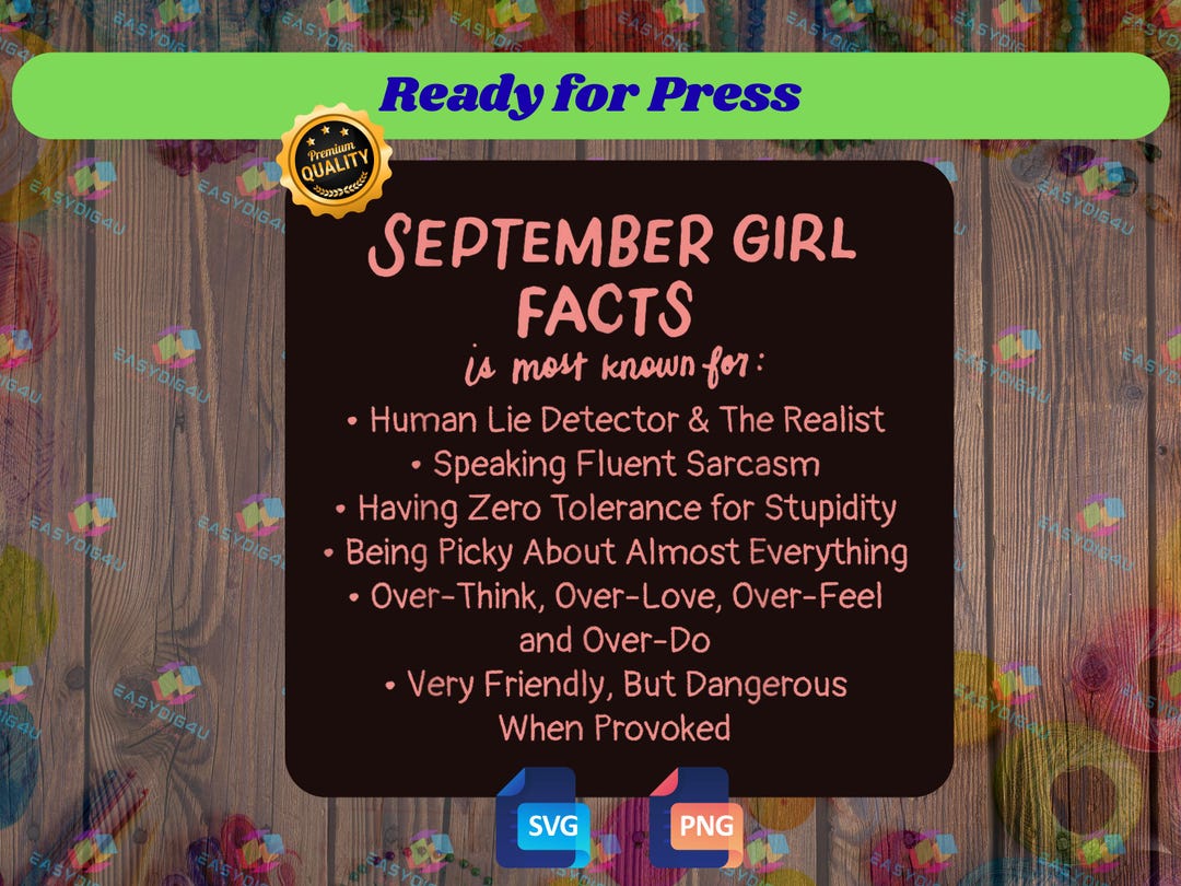 September Girl Facts PNG SVG: Birthday Gift Born in September, Virgo ...
