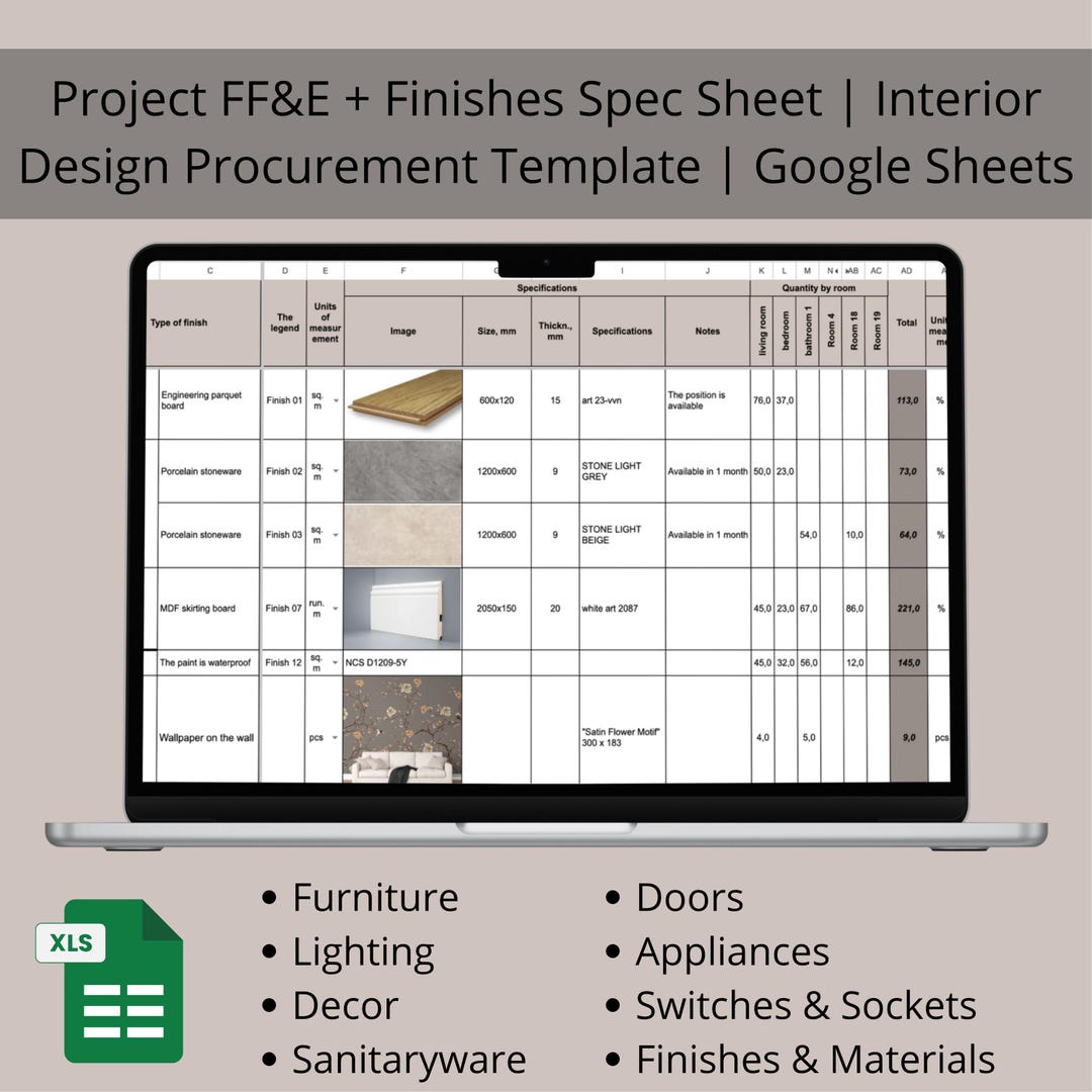 Project FF&E + Finishes Spec Sheet | Interior Design Procurement ...